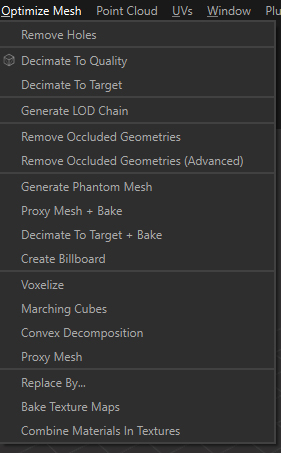 Optimize Mesh Menu